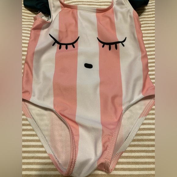 Swim | One Piece Light Pink Striped Swimsuitgirls 12 Month Size | Poshmark